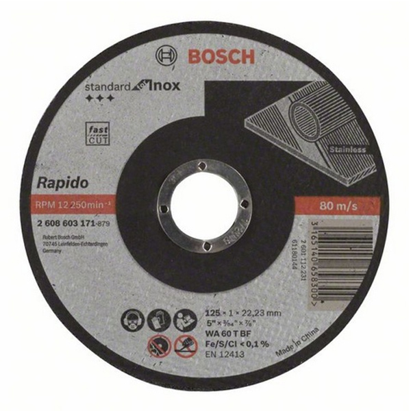 .Rezna ploča ravna 125x1. 0 Standard for Inox - Rapido, 2608603171, Bosch
