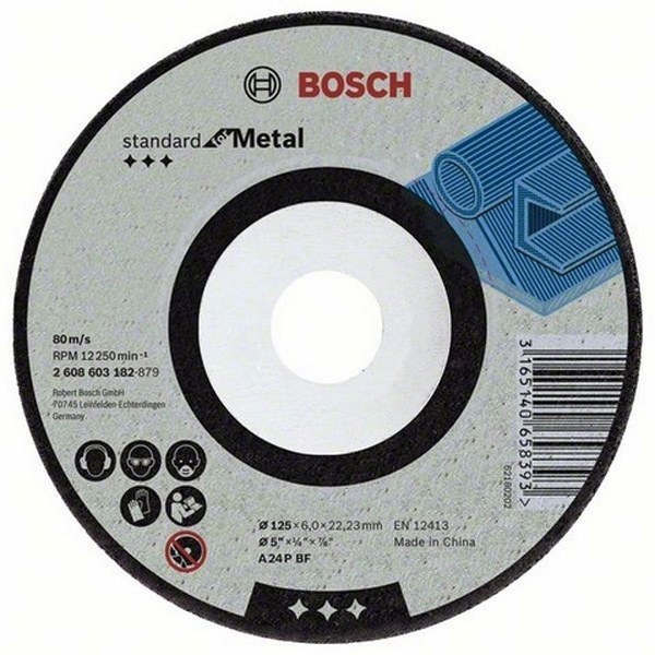 .Brusna pl. fi115 mm, 22, 23 mm, 6, 0 mm, ispupčena Standard for Metal, Bosch