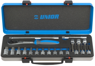 Ključevi nasadni i nastavci, prihvat 1/2", u metalnoj kutiji 190BIHX1P20 20kom - UNIOR