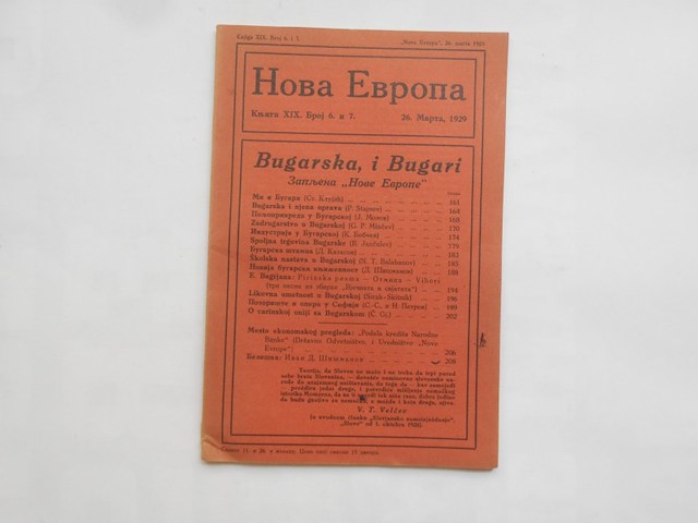 Nova Evropa br.6,7/XIX, 26.3.1929. Bugarska i Bugari