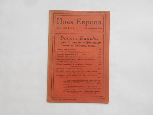 Nova Evropa br.4/XIX, 26.2.1929. Danci i Danska
