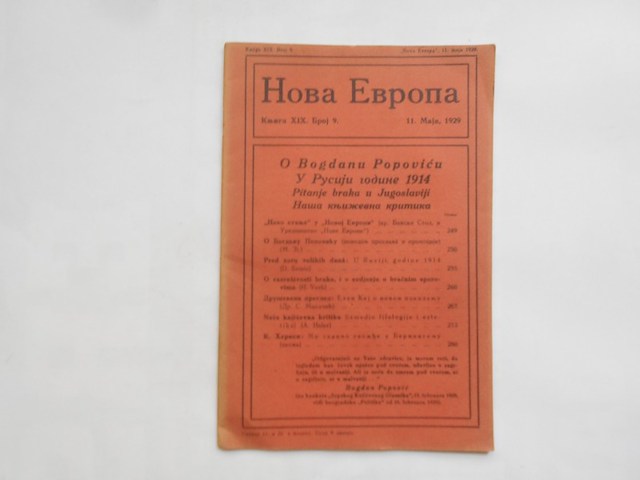 Nova Evropa br.9/XIX, 11.5.1929. o Bogdanu Popoviću