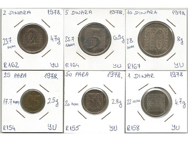 SFRJ Set neizdatih probnih kovanica iz 1978