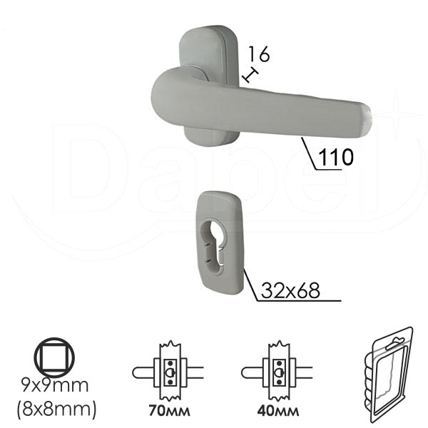 Kvaka rozeta za alu vrata AL1 RAL9016Be 32/68/16/110/8/9mm Cil vrata 40mm DBP3