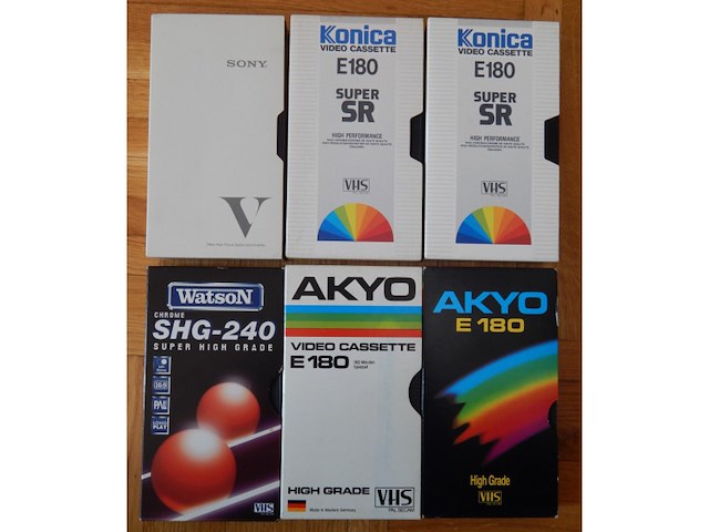 VHS Sony-Konica-Watson-Akyo Video kasete 6 komada