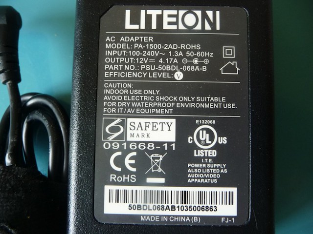 LITEON 12V 4,16A Adapter za napajanje raznih kamera