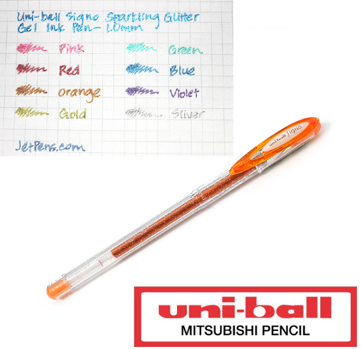 Uni-ball Signo Sparkling Glitter UM-120SP Gel Pen 1.0 Orange