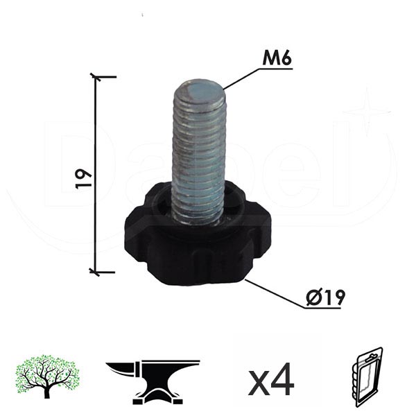 Nogica štelujuća za nameštaj NO35 Crna M6x19mm (4kom)