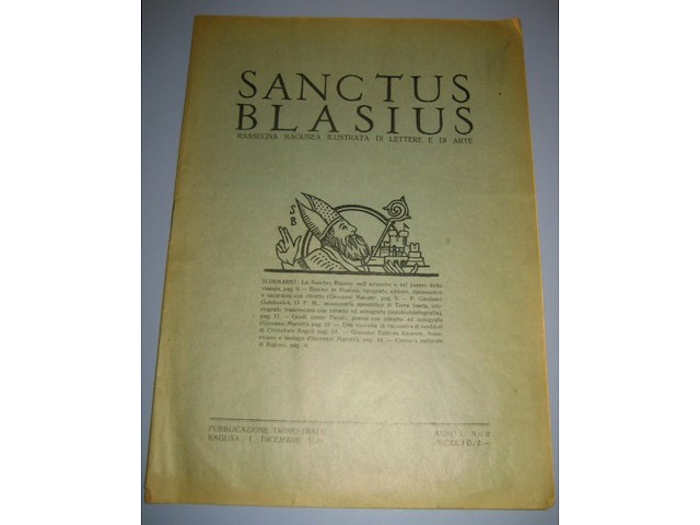 Sanctus Blasius Dubrovnik 1938 časopis na italijanskom