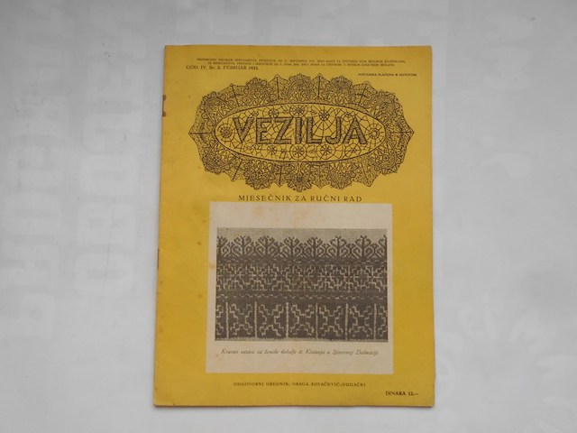 Vezilja br.2/IV, feb 1933.  , mjesečnik za ručni rad