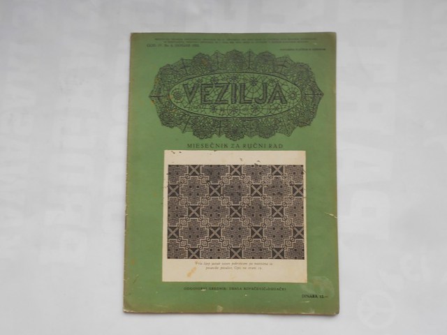 Vezilja br.1/IV, jan 1933.  , mjesečnik za ručni rad