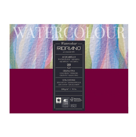 Fabriano Blok Watercolour Red Cover 18×24/20L 200g 72611824