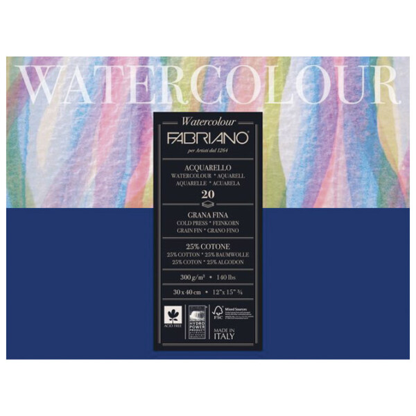 Fabriano Blok Watercolour Blue Cover 30×40/20L 300g 73613040