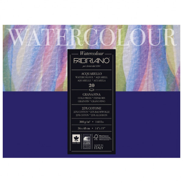 Fabriano Blok Watercolour Blue cover 36×48/20L 300g 73613648