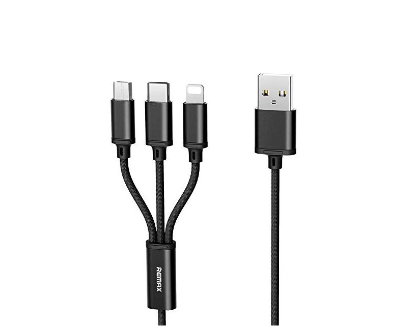 Data kabl REMAX Gition RC-131 3u1 - iPhone Lightning/Micro USB/Type C crni 1m