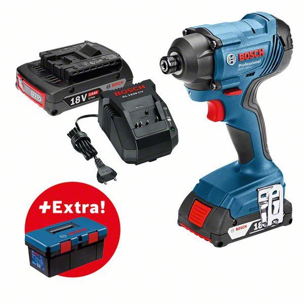 BOSCH Akumulatorski udarni odvrtač GDR 180-LI + 2 x akumulatora GBA 18V/3.0Ah 160Nm+ Toolbox PRO (0615990L2B)