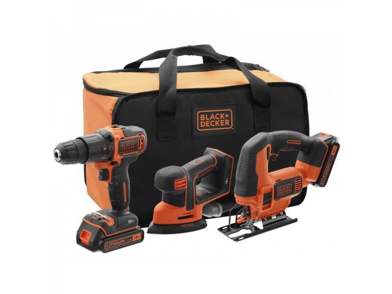 SET Aku. udarna bušilica odvijač (BDCHD18) + ubodna testera (BDCJS18N) + vibraciona brusilica (BDCDS18N) - 18 V/40 Nm - BCK31S1S - Black & Decker