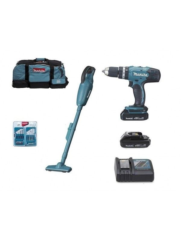 Makita set LXT DLX2056SY1 18V - Aku usisivač DCL180 + Aku udarna bušilica - odvijač DHP453