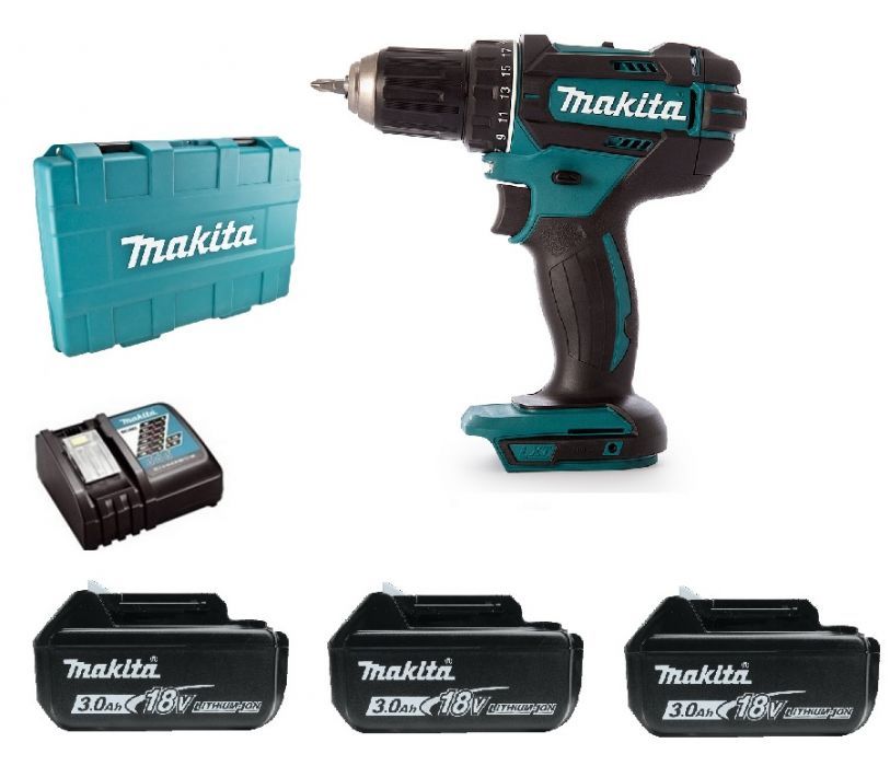 Makita DHP482RFE3 Aku udarna bušilica-odvijač sa 3 baterije 18 V /3,0 Ah/62 Nm