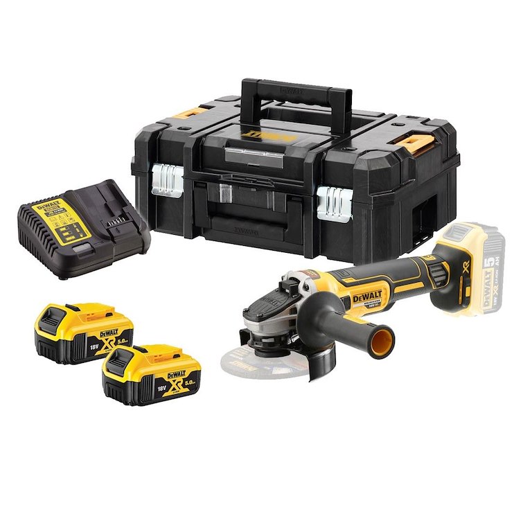 DeWalt akumulatorska ugaona brusilica bez četkica DCG405P2, 18V/5Ah, TSTAK kofer