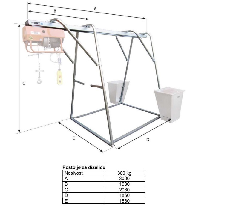 Officine IORI Postolje za dizalicu 300 kg KOMPLET-bez kofe za tegove