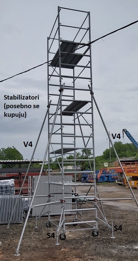 Čelična pokretna skela sa točkovima (v. gazišta: 9m / Radna v.: 11m) - SKELA10