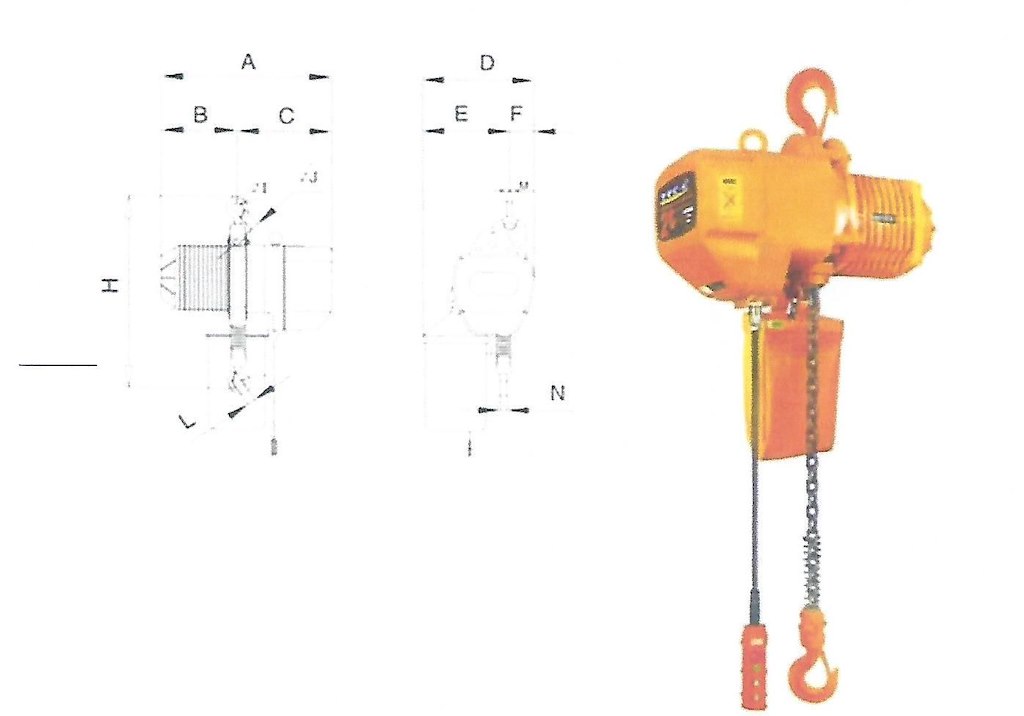 Električna lančana dizalica ECH 020, nosiv.2000kg/400V, 30m LIFTECH - sa rucnim lancanim kolicima