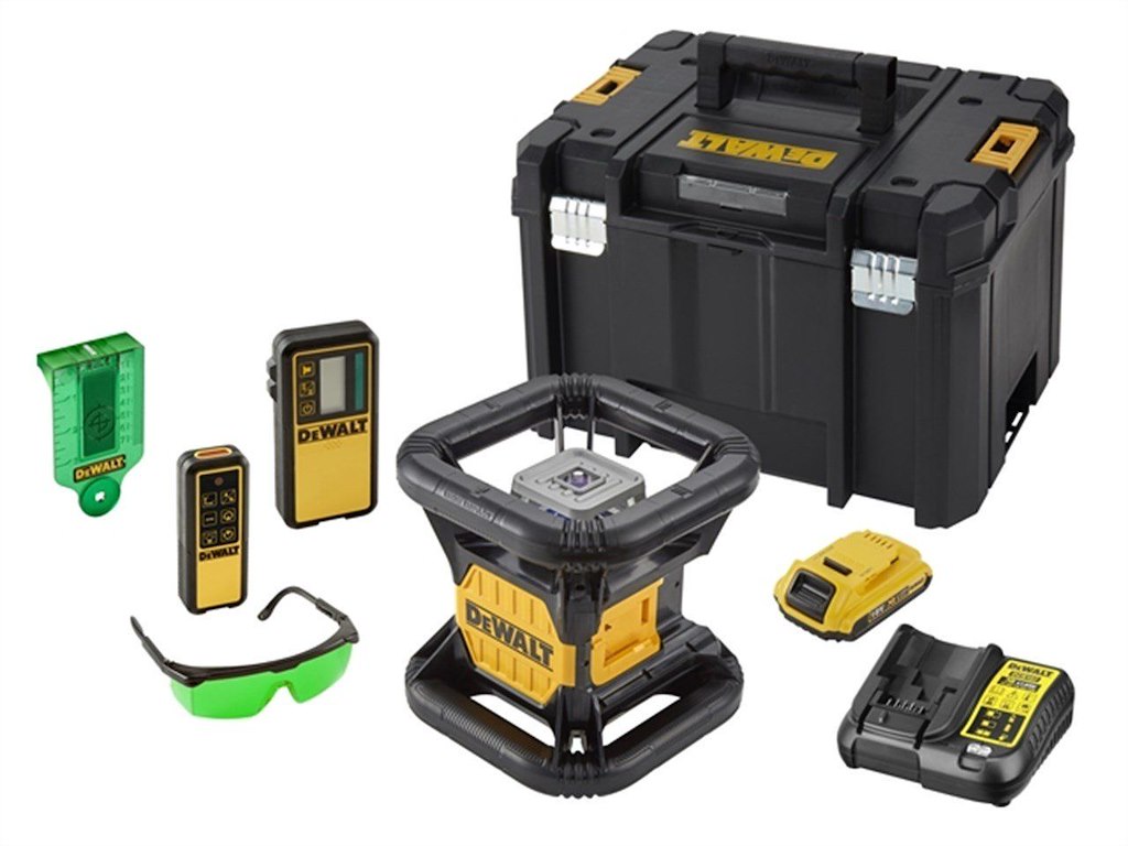 DeWalt rotacioni laser sa detektorom DCE079D1G, zeleni zrak, 3 linije, 18V/2Ah, 76/600m