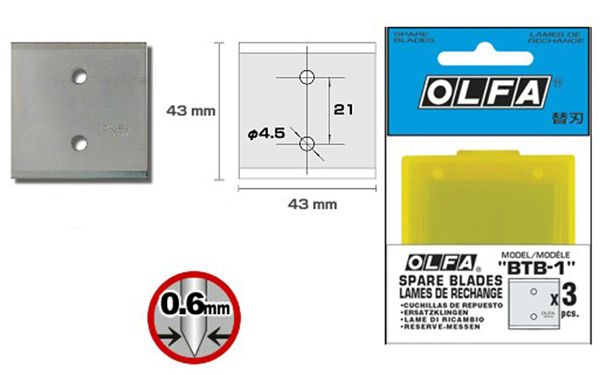 3 rezervnih nožića 43mm - BTB-1 Olfa