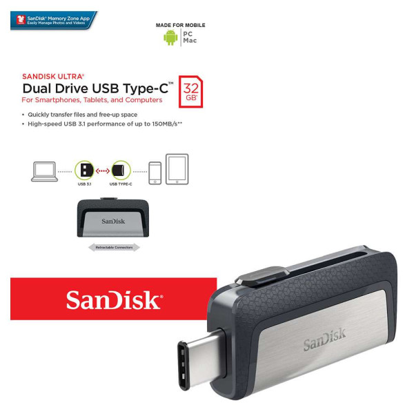 SanDisk Dual Drive USB Ultra 32GB Type-C