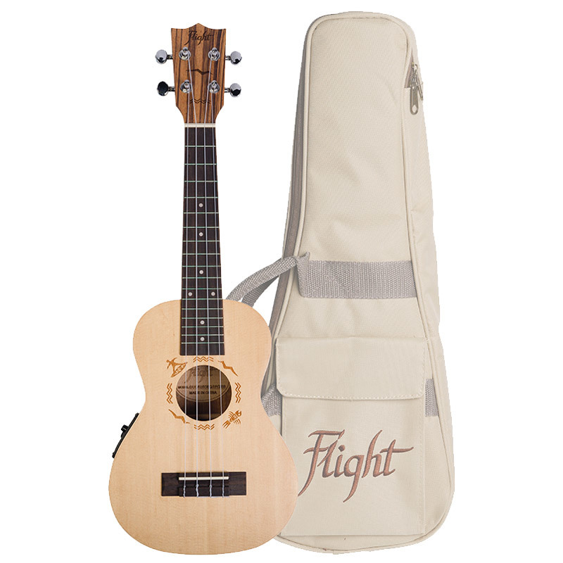 Flight DUC 525CEQ Zebrano Elektro Koncert ukulele sa torbom