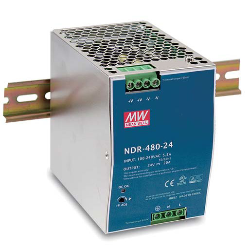 D-Link DIS-N480-48 industrijsko napajanje 48VDC/480W, aktivni PFC, DIN montažno kućište, short circuit / overload / over voltage / over temp zaštita, UL 508 i EN61000-6-2 sertifikati, -20~70°C