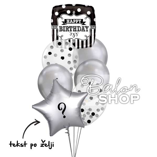 Srebrno crni elegantan set balona za rođendan