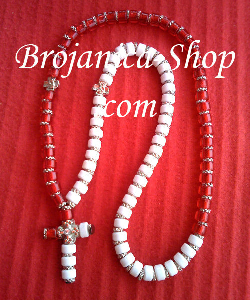 Ogrlica od perli crveno – bela sa šajbnicama