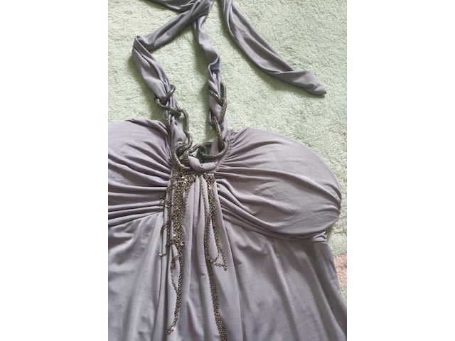 Siva haljina sa NAKITOM oko vrata S-M