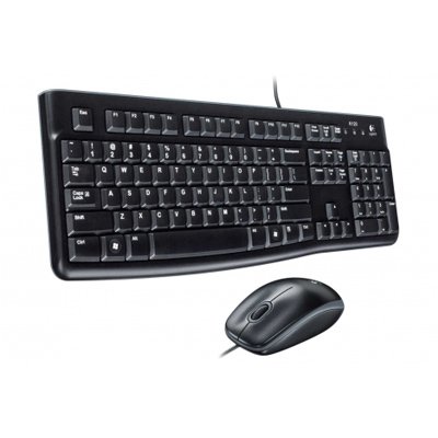 Logitech Žičana tastatura(membranski tasteri SER) i miš(optički 100dpi) crna boja | 920-002549