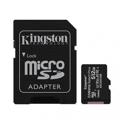 Kingston Memorijska kartica 512GB microSDXC sa SD adapterom SDCS2/512GB - A1, Class 10, Canvas Select Plus, Brzina čitanja 100 MB/s, Brzina upisa 85 MB/s