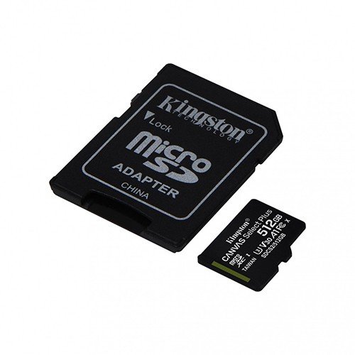 Kingston Memorijska kartica 512GB microSDXC sa SD adapterom SDCS2/512GB - A1, Class 10, Canvas Select Plus, Brzina čitanja 100 MB/s, Brzina upisa 85 MB/s