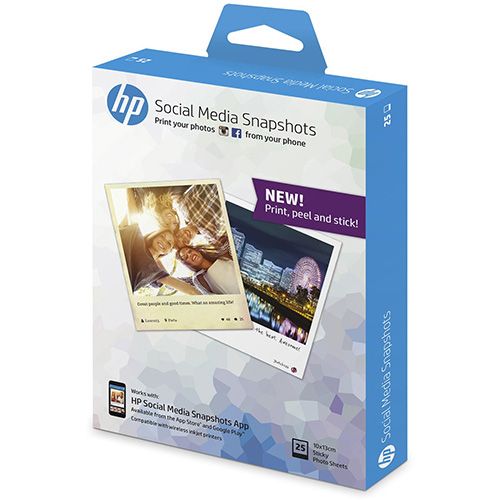 HP HP Social Media Snapshots Removable Sticky Photo Paper-25 sht/10 x 13 cm | W2G60A