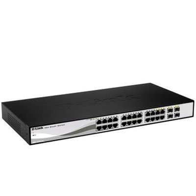 D-Link Gigabit Smart Switch 24-port , including 4 Combo SFP ports, 20 x10/100/1000 Mbps, 4 x Combo 10/100/1000Base-T/SFP Gigabit Uplinks | DGS-1210-24