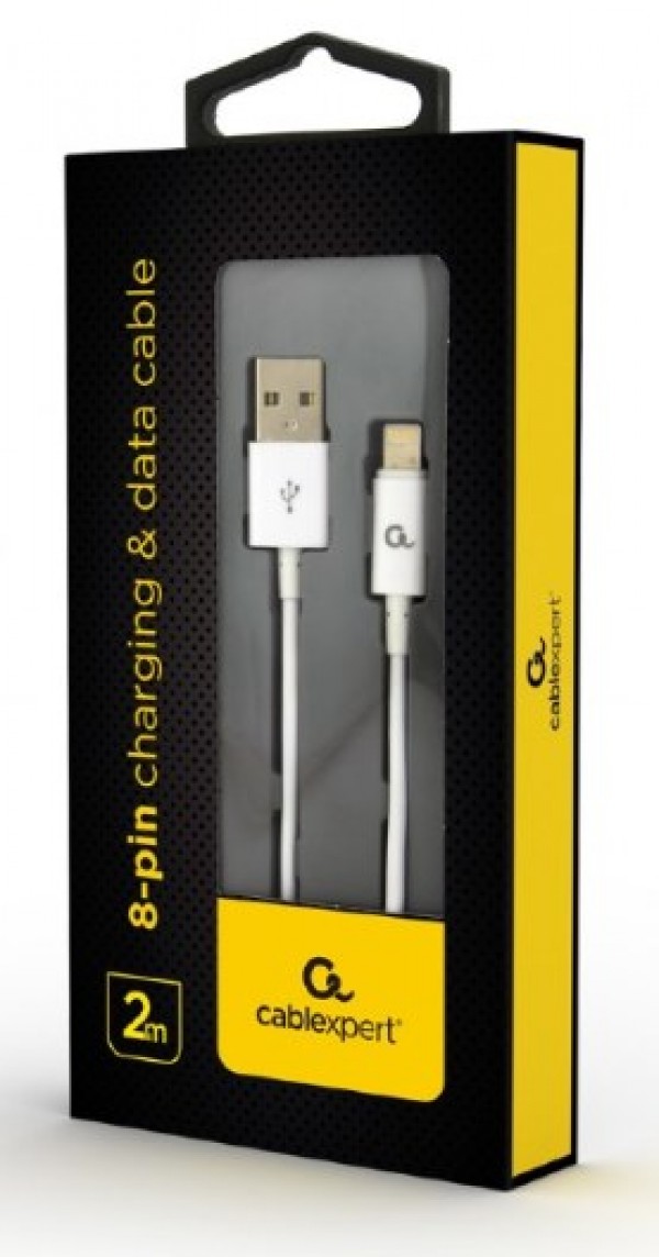 CC-USB2P-AMLM-2M-W Gembird 8-pin charging and data cable, 2m, white