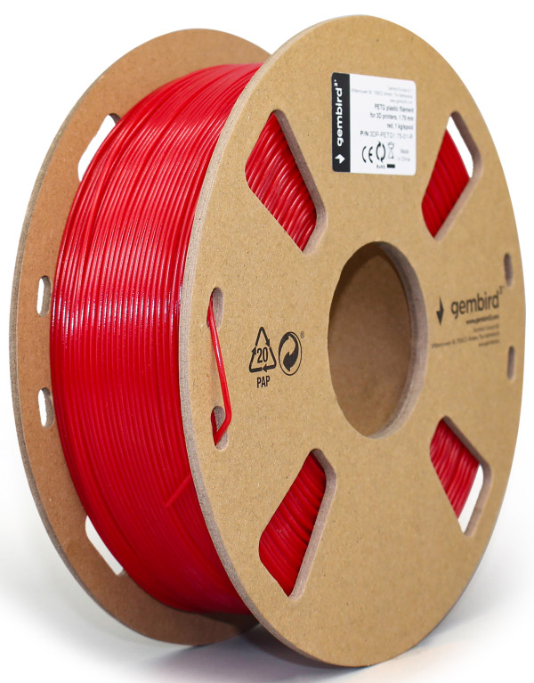 3DP-PETG1.75-01-R PETG Filament za 3D stampac 1.75mm, kotur 1KG RED