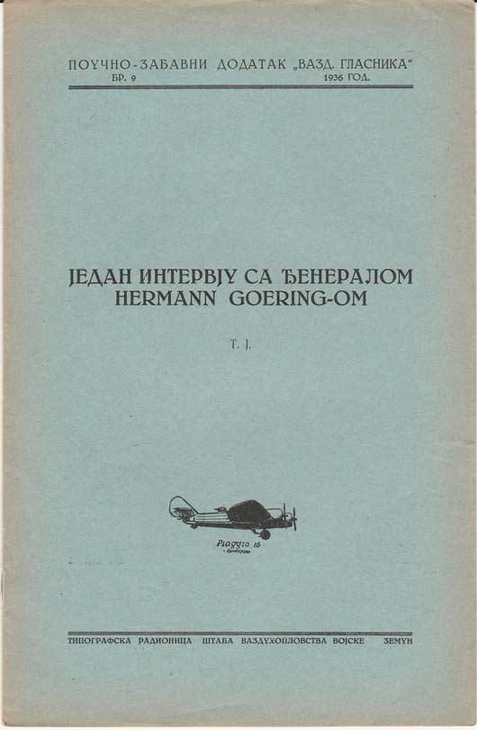 JEDAN INTERVJU SA ĐENERALOM HERMANN GOERING-OM