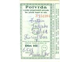 D61190 - Potvrda o prodaji poljopr. proizvoga na 10 dinara