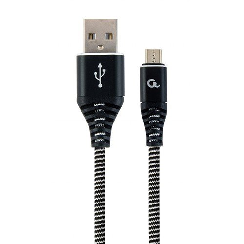 Gembird Pleteni kabl Micro-USB za punjenje i prenos podataka 2m | CC-USB2B-AMmBM-2M-BW
