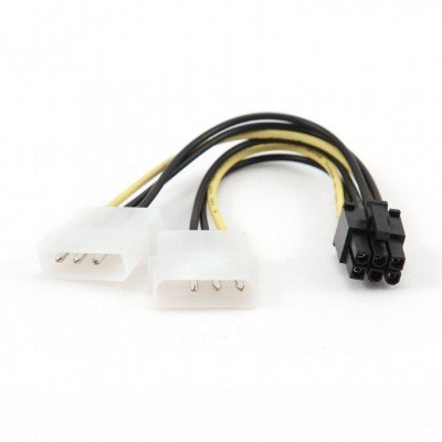 Gembird Adapter cable with 1 x 5.25″ Power female to 1 x 5.25″ Power male and 6 Pin PCI express connector for video cards | CC-PSU-6