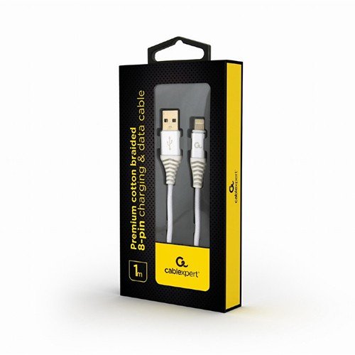 Gembird Pleteni kabl 8-pin Lightning za punjenje i prenos podataka 1m | CC-USB2B-AMLM-1M-BW2