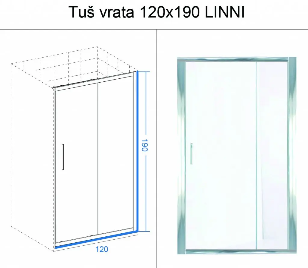 TUŠ VRATA 120X190CM LINNI