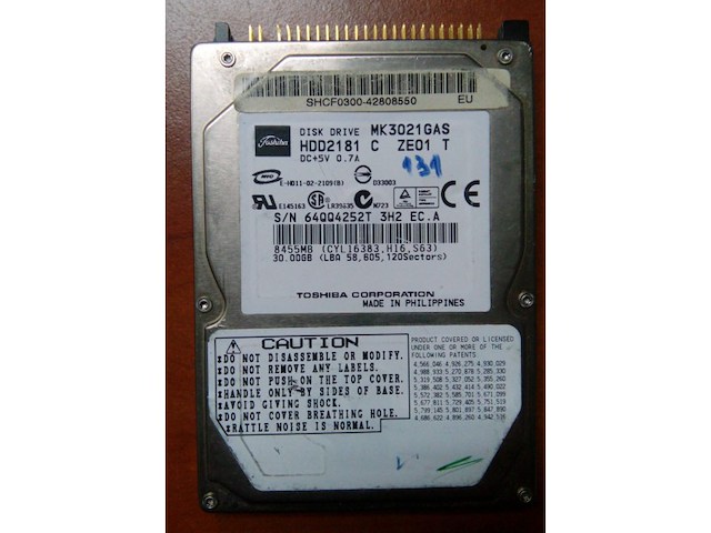 HDD (131) Tochiba MK3021GAS 30 Gb - Ata