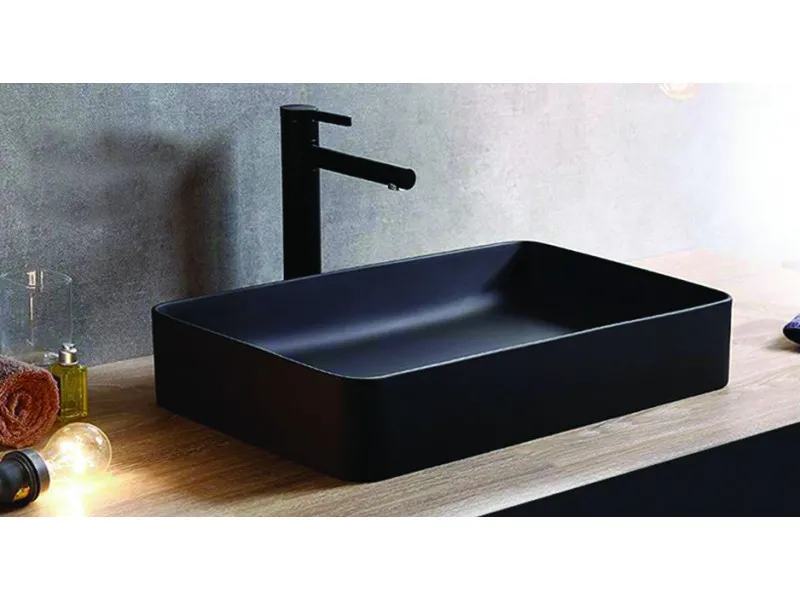 Minotti Nadgradni lavabo 605x355x115, mat crni 7011CM